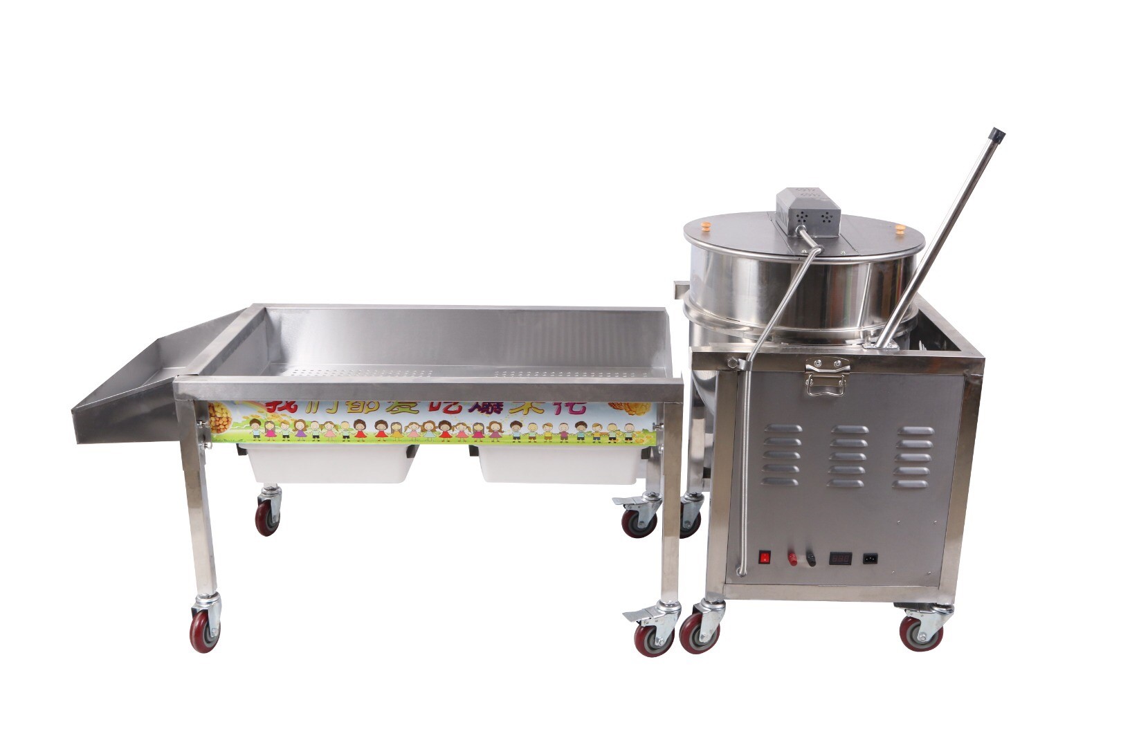 Portable Kettle Popcorn Machine Ball Shape Corn Popper With Automatic Mixer